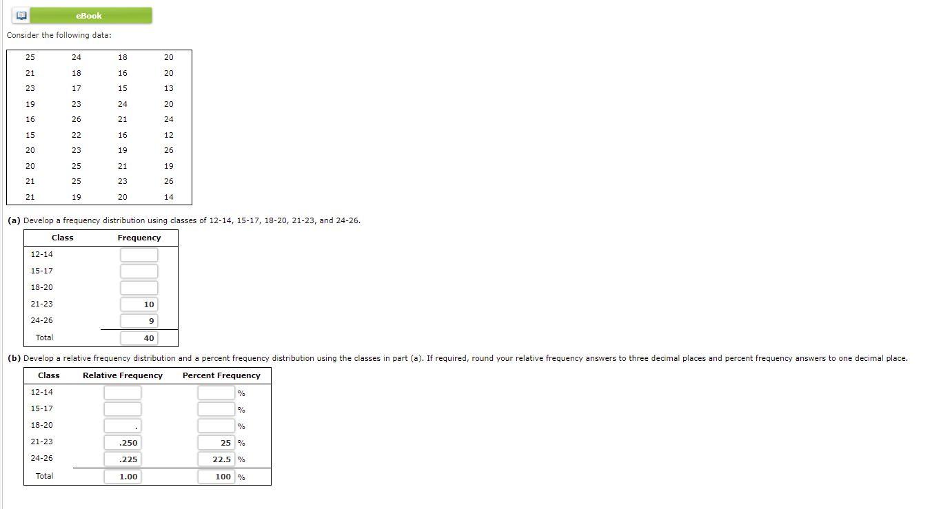 Solved eBook Consider the following data: 25 24 18 20 21 18 | Chegg.com