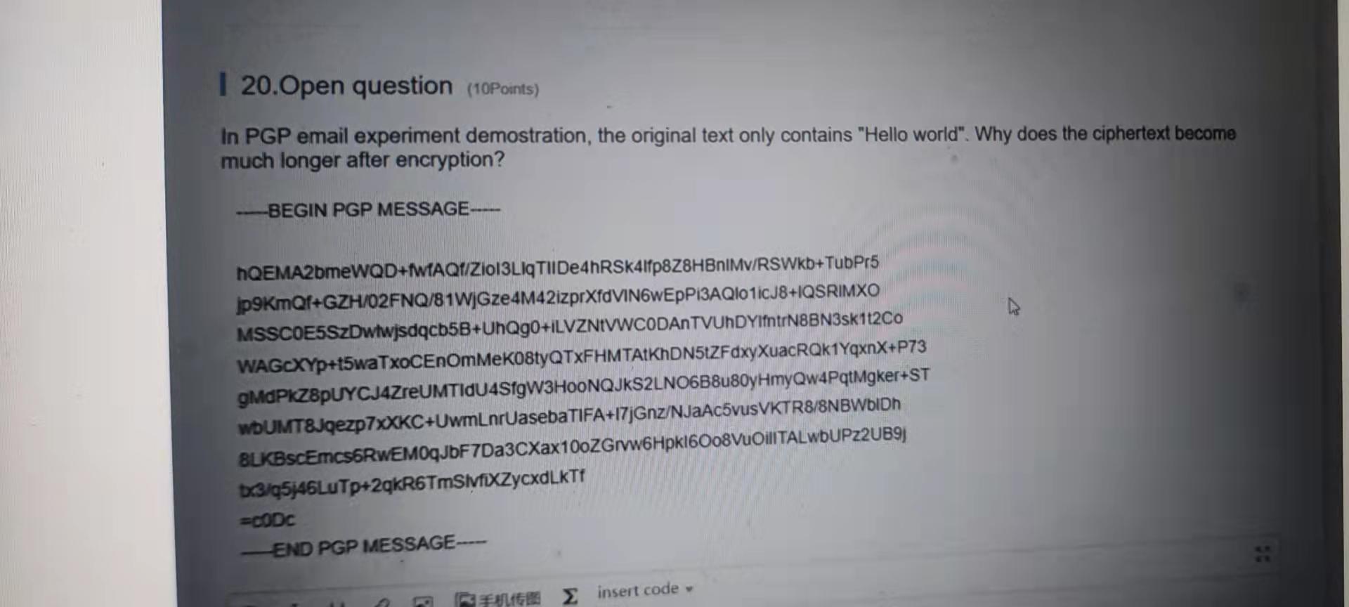 Solved I 20.Open question (10Points) In PGP email experiment | Chegg.com