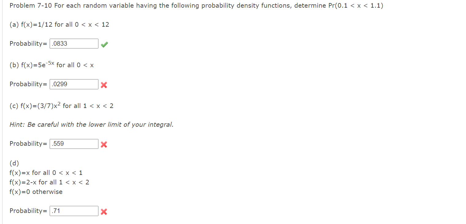 Solved Problem 7-10 For each random variable having the | Chegg.com