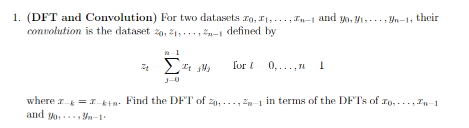 Solved 1. (DFT and Convolution) For two datasets | Chegg.com