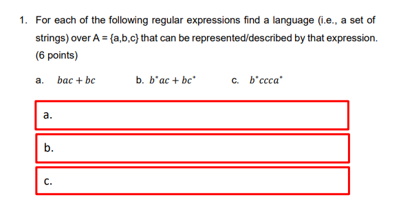 Solved 1. For each of the following regular expressions find | Chegg.com