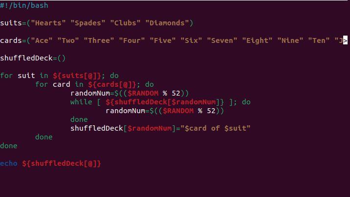 Solved ./cards.sh: line 12: [: of: binary operator expected | Chegg.com
