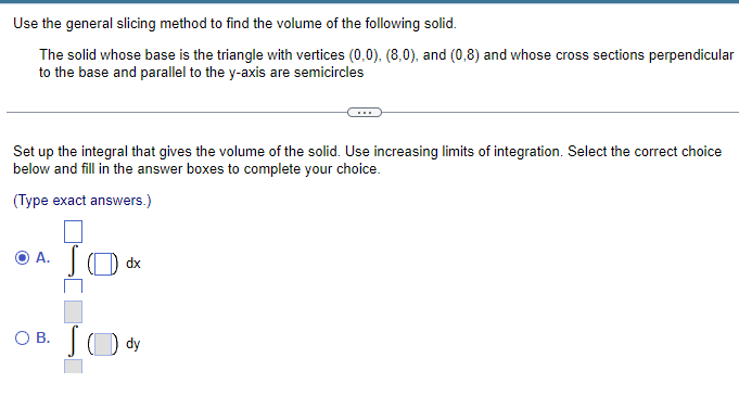 Solved Use the general slicing method to find the volume of | Chegg.com