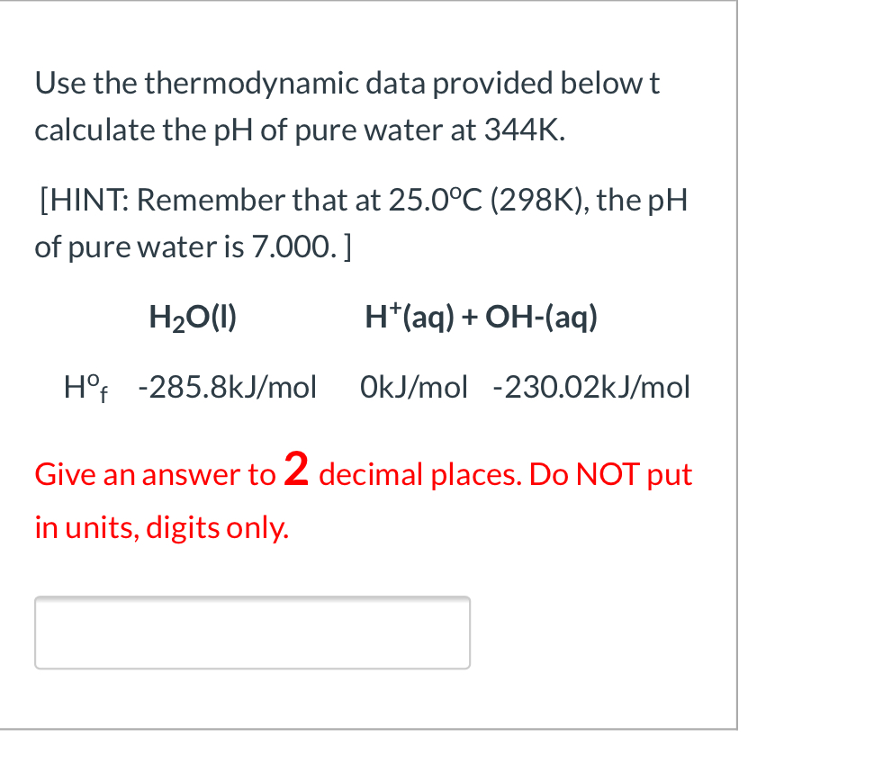 Solved Use the thermodynamic data provided belowt calculate | Chegg.com