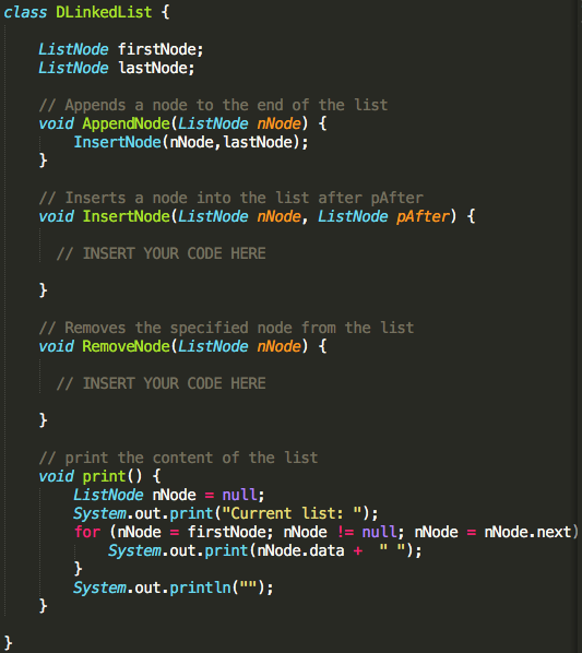 Solved In DLinkedList.java implement the following | Chegg.com