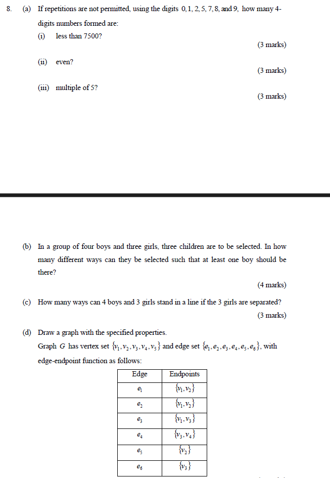 Solved 8. (a) If repetitions are not permitted, using the | Chegg.com