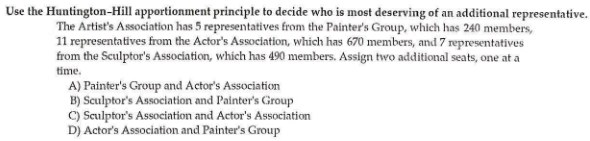 Solved Use the Huntington-Hill apportionment principle to | Chegg.com