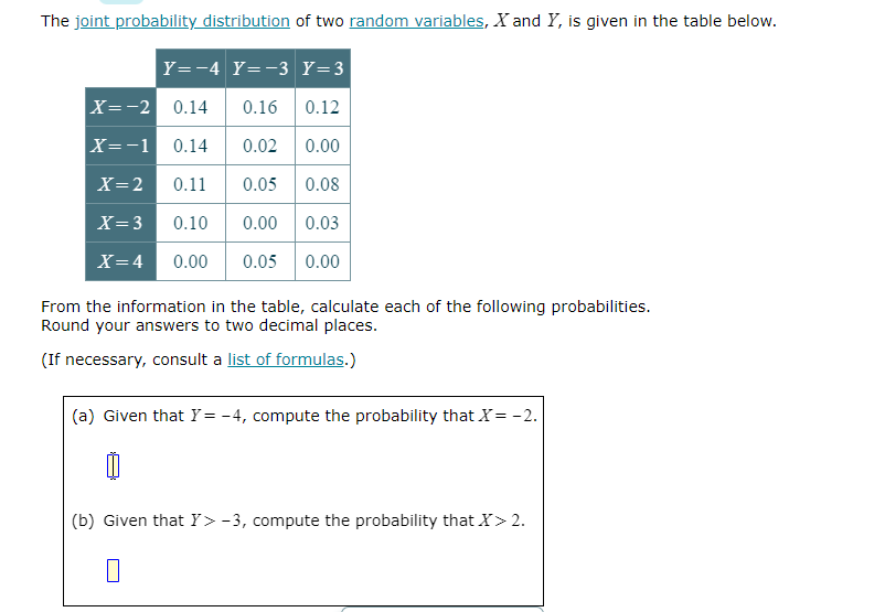 Solved The joint probability distribution of two random | Chegg.com