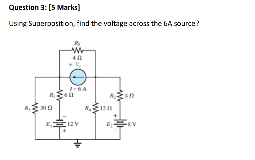 Solved Using Superposition, find the voltage across the 6 A | Chegg.com