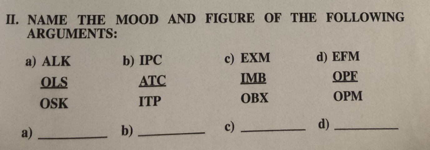 Solved II. ﻿NAME THE MOOD AND FIGURE OF THE | Chegg.com
