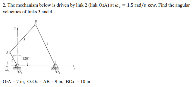 Solved 2. The mechanism below is driven by link 2 (link O2A) | Chegg.com