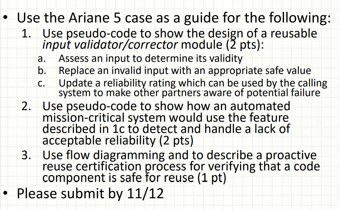 Solved • Use the Ariane 5 case as a guide for the | Chegg.com