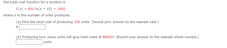 Solved The total cost function for a product is | Chegg.com