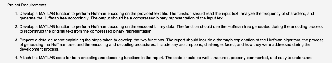 Solved 1. Develop a MATLAB function to perform Huffman | Chegg.com