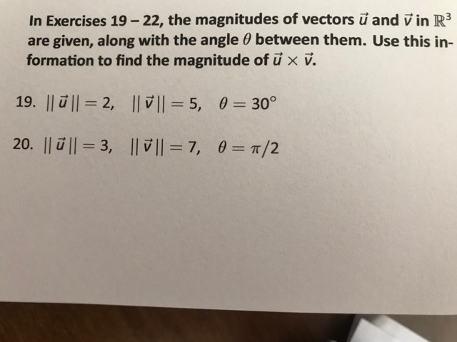 Solved In Exercises 19- 22, the magnitudes of vectors u and | Chegg.com