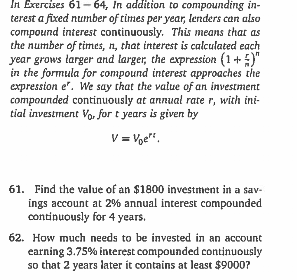 Solved In Exercises 61-64, In addition to compounding in- | Chegg.com