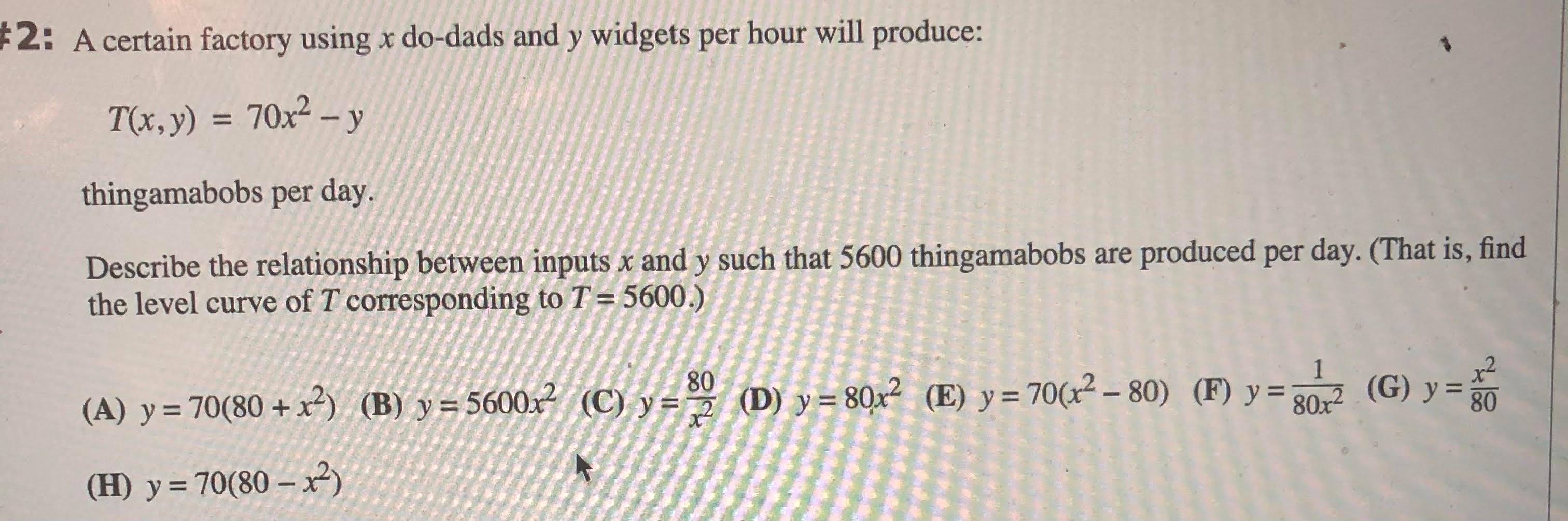 Solved #2: A certain factory using x do-dads and y widgets | Chegg.com