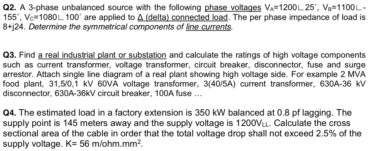 Solved Q2. A 3-phase unbalanced source with the following | Chegg.com