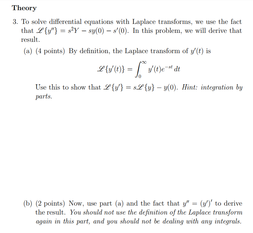 Solved 3. To solve differential equations with Laplace | Chegg.com