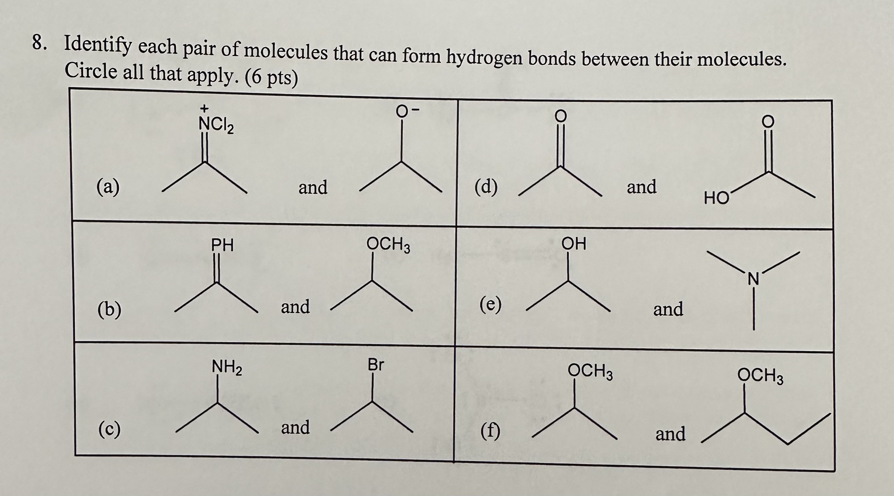 Solved Identify each pair of molecules that can form | Chegg.com