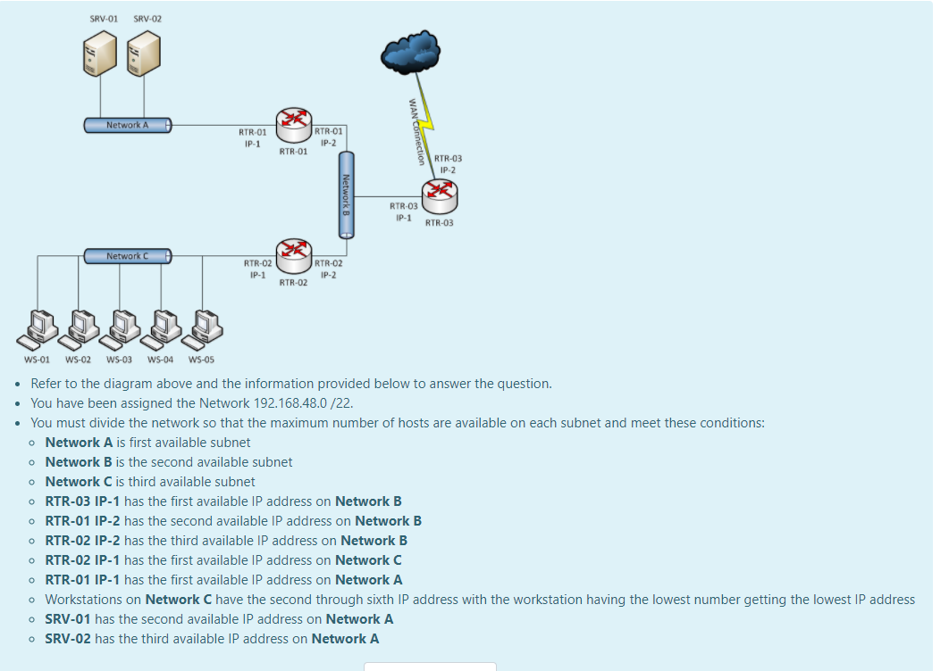Solved SRV-01 SRV-02 Network A RTR-01 IP-1 RTR-01 IP-2 | Chegg.com