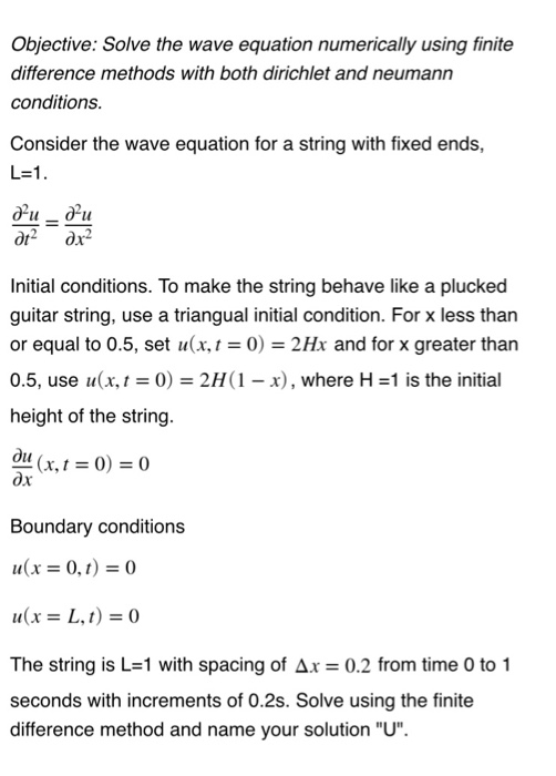 Solved Objective: Solve the wave equation numerically using | Chegg.com