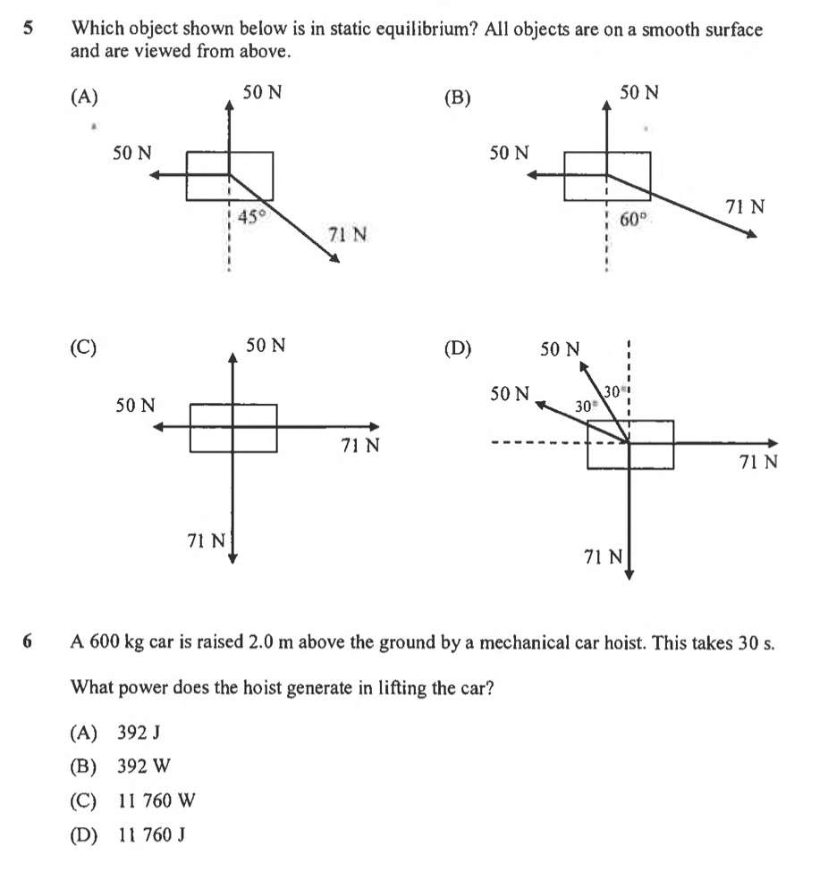 Solved Which object shown below is in static equilibrium? | Chegg.com