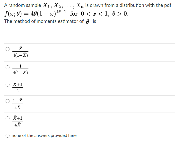 Solved A random sample X1, X2, ..., Xn is drawn from a | Chegg.com