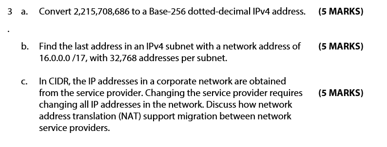 Solved 3 a. Convert 2,215,708,686 to a Base-256 | Chegg.com