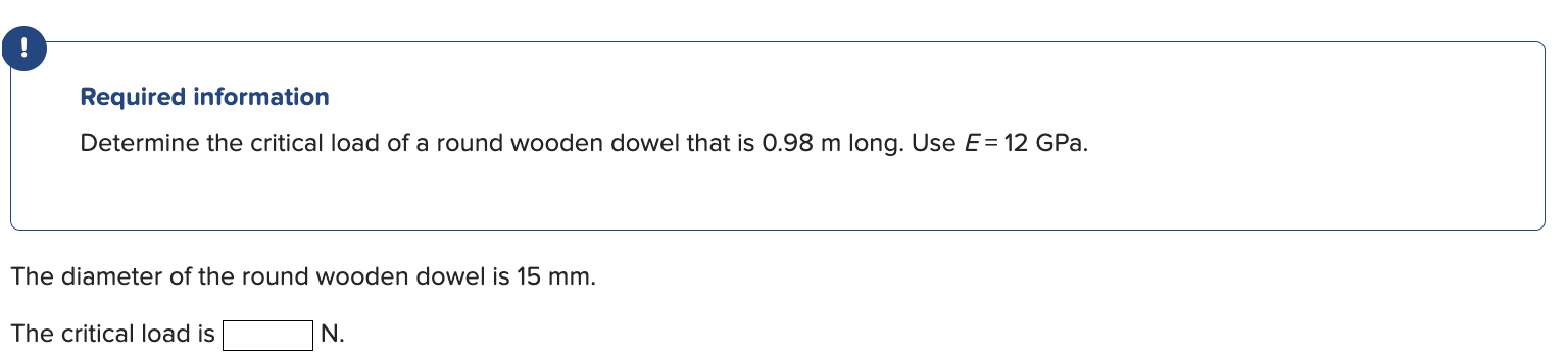 Solved Required information Determine the critical load of a | Chegg.com
