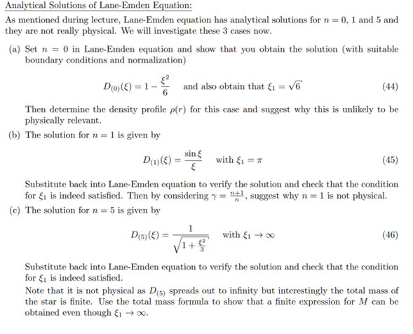 Solved Analytical Solutions of Lane-Emden Equation: As | Chegg.com