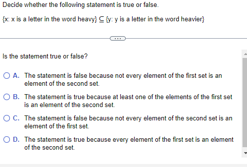 Solved Decide whether the following statement is true or | Chegg.com