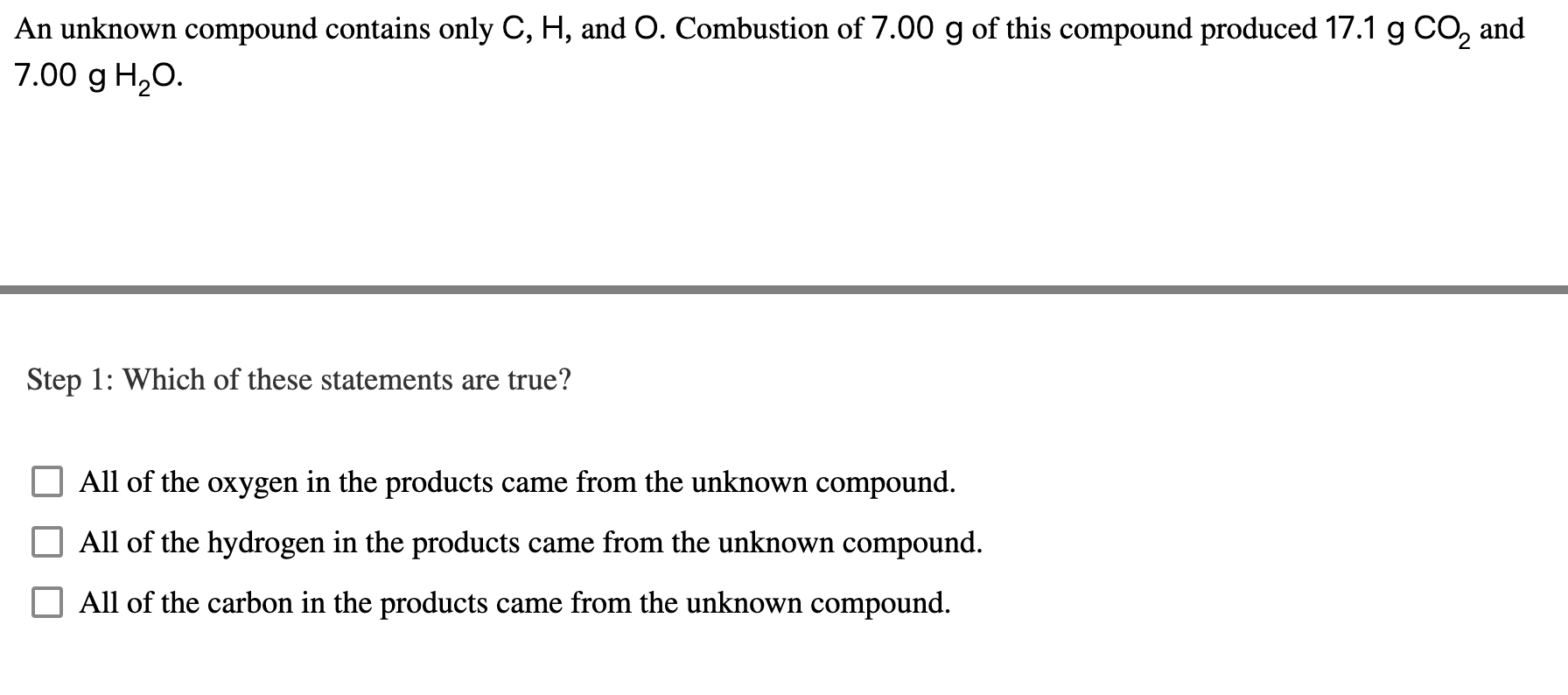 Solved An unknown compound contains only C,H, ﻿and O. | Chegg.com