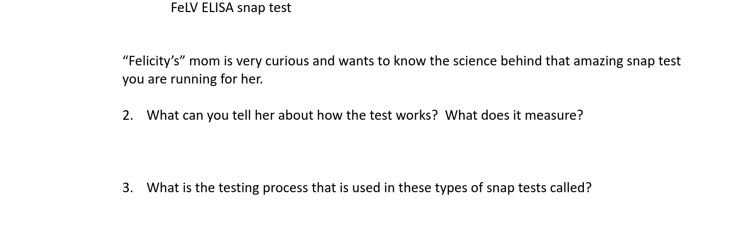 Solved FeLV ELISA snap test "Felicity's” mom is very curious | Chegg.com