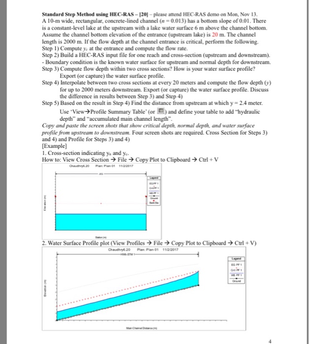 Solved Standard Step Method using HEC-RAS-120 please attend | Chegg.com