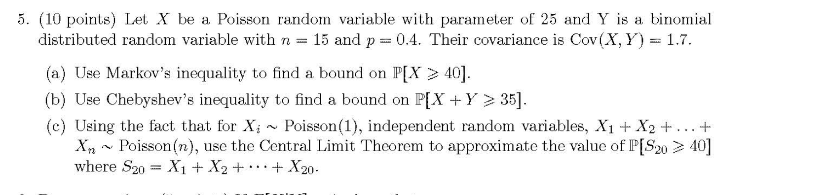 Solved 5 10 Points Let X Be A Poisson Random Variable 