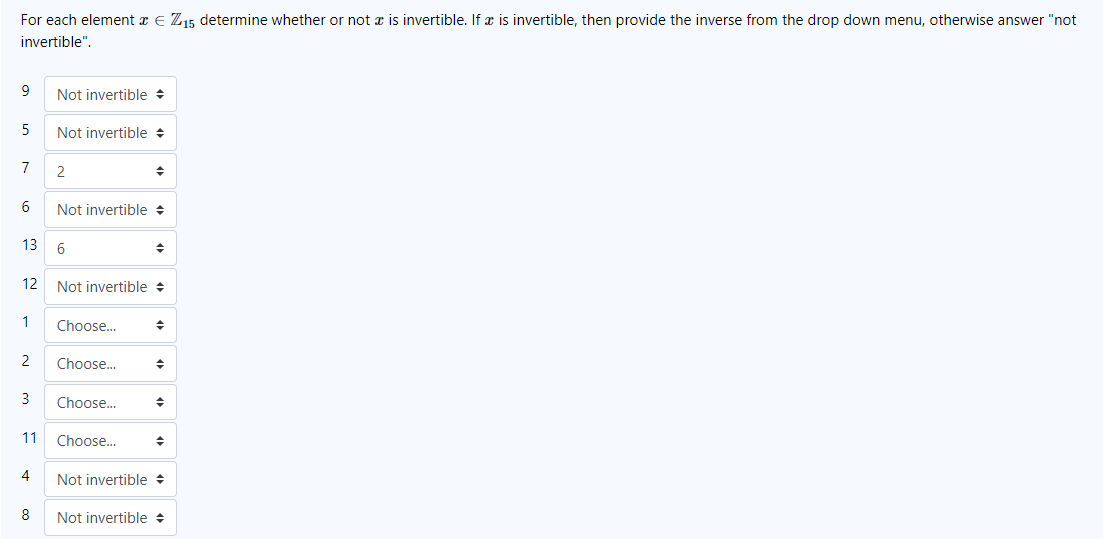 Solved For each element ze Z15 determine whether or not t is | Chegg.com