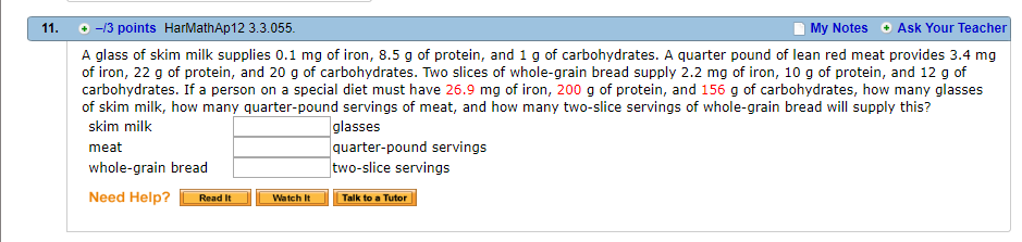 Solved A glass of skim milk supplies 0.1 mg of iron, 8.5 g | Chegg.com