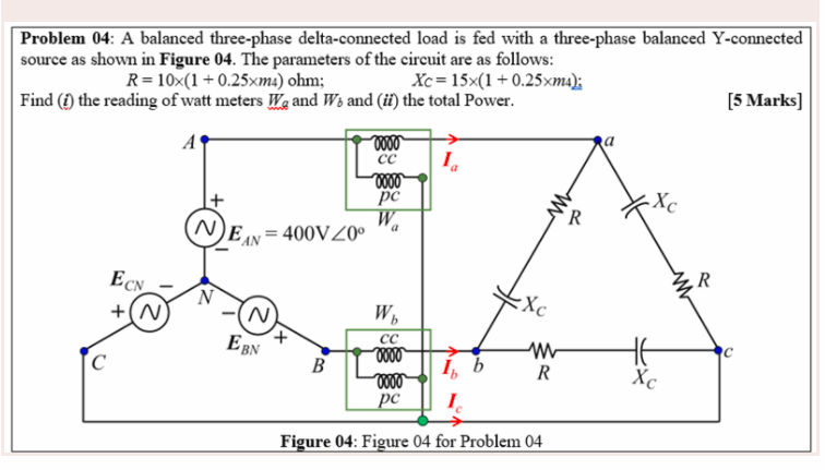 Solved Problem 04: A balanced three-phase delta-connected | Chegg.com