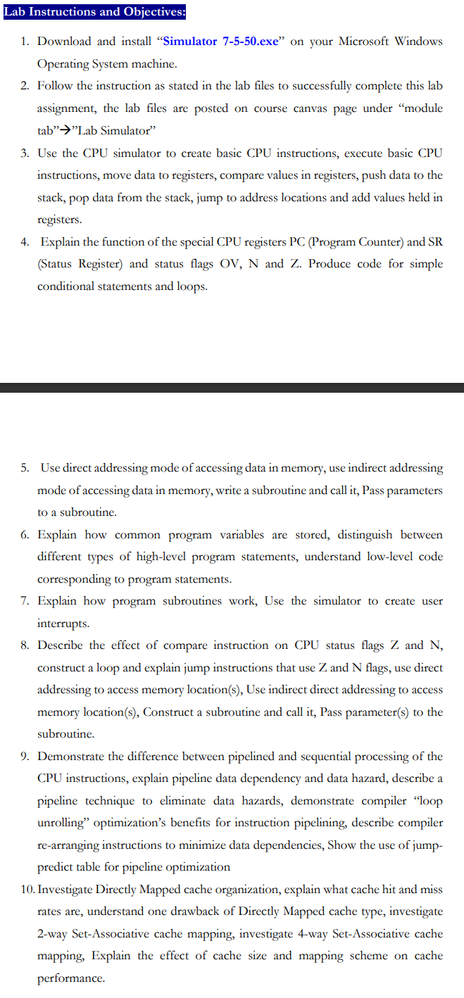 Solved 1. Download and install "Simulator 7-5-50.exe" on | Chegg.com