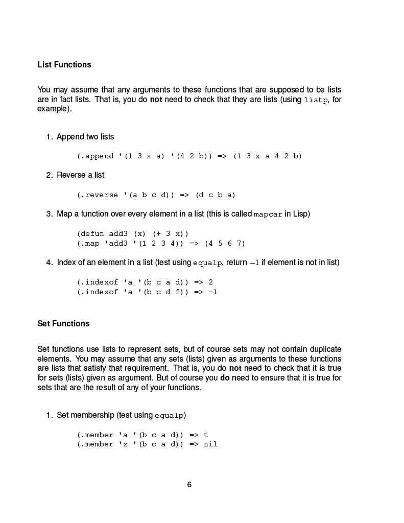 Solved List Functions You May Assume That Any Arguments To
