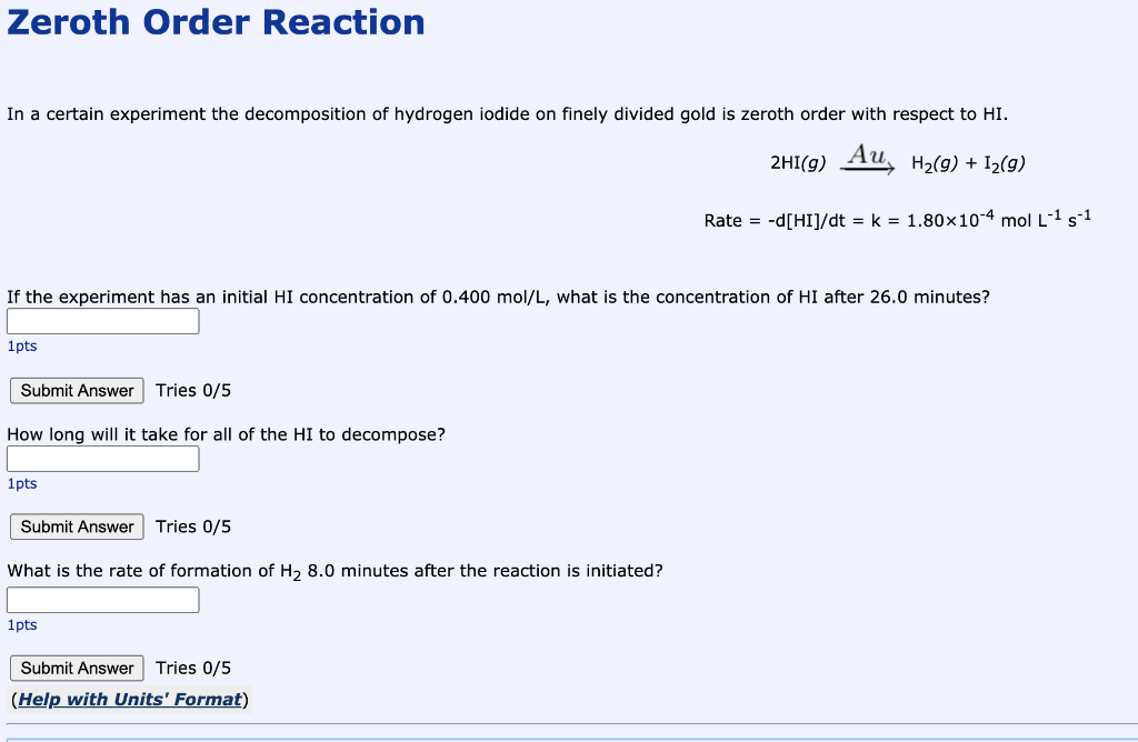 Solved Zeroth Order Reaction In a certain experiment the | Chegg.com