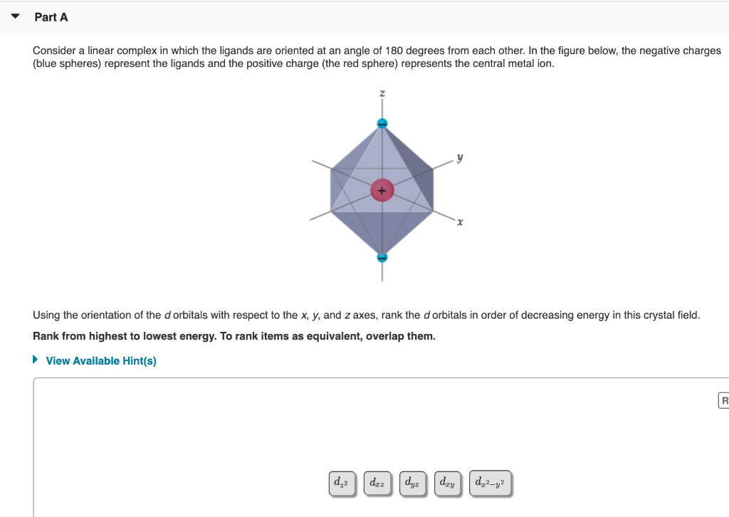 Solved Part A Consider a linear complex in which the ligands | Chegg.com