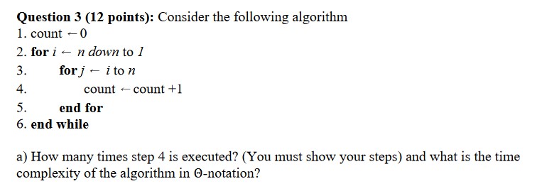 Solved Question 3 (12 ﻿points): Consider the following | Chegg.com
