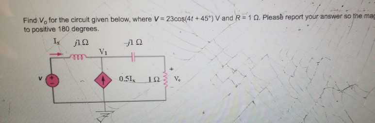 Solved Find Vo for the circuit given below, where V- | Chegg.com