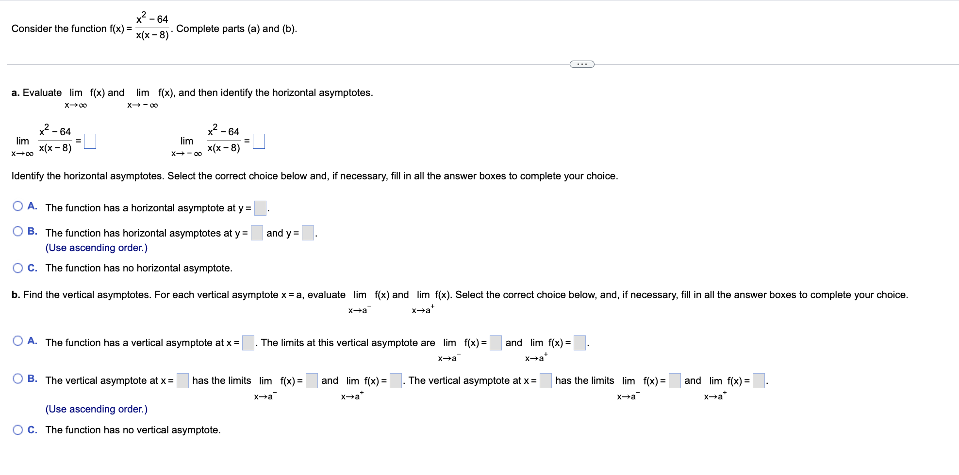 Solved Consider The Function F X X X−8 X2−64 Complete