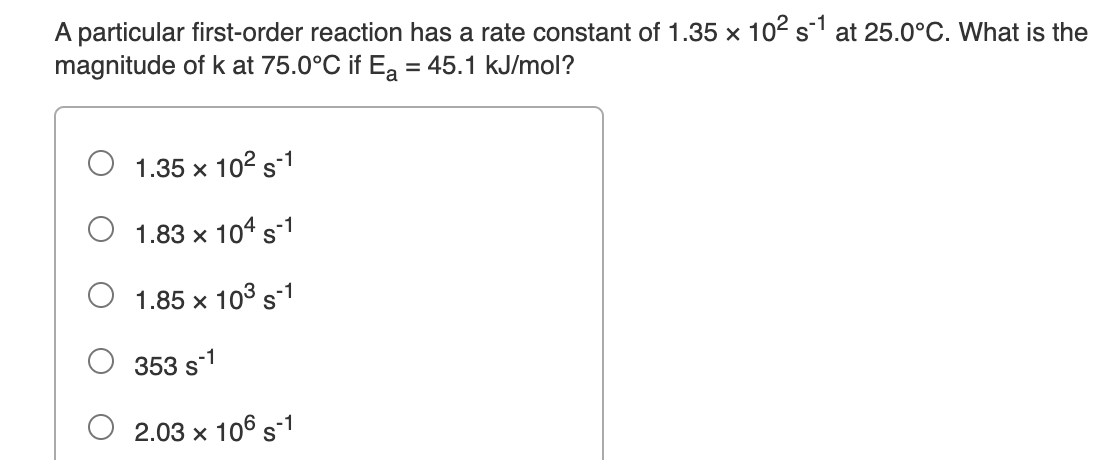 Solved A particular first-order reaction has a rate constant | Chegg.com