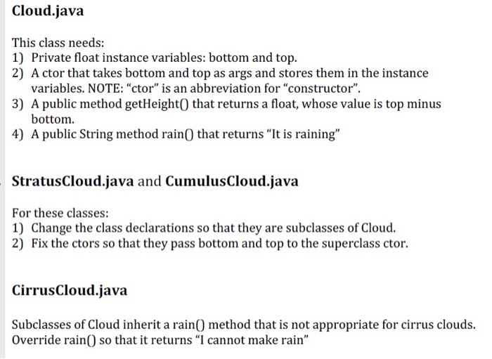 Solved Cloudjava This Class Needs 1 Private Float 8095