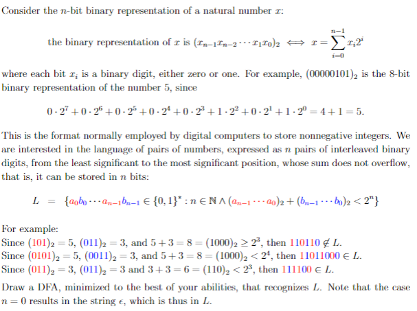 Solved Consider the n-bit binary representation of a natural | Chegg.com