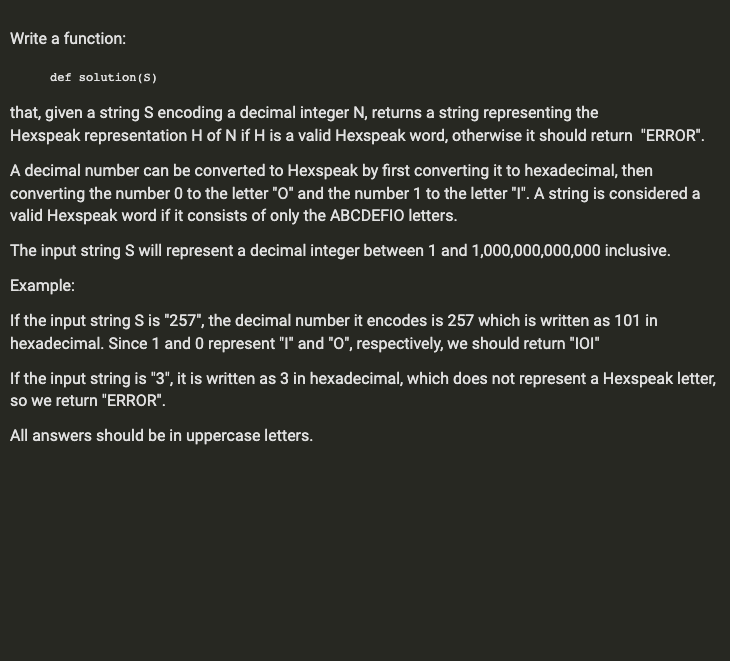 Solved Write a function: def solution(S) that, given a | Chegg.com Solved Write a function: def solution(S) that, given a | Chegg.com